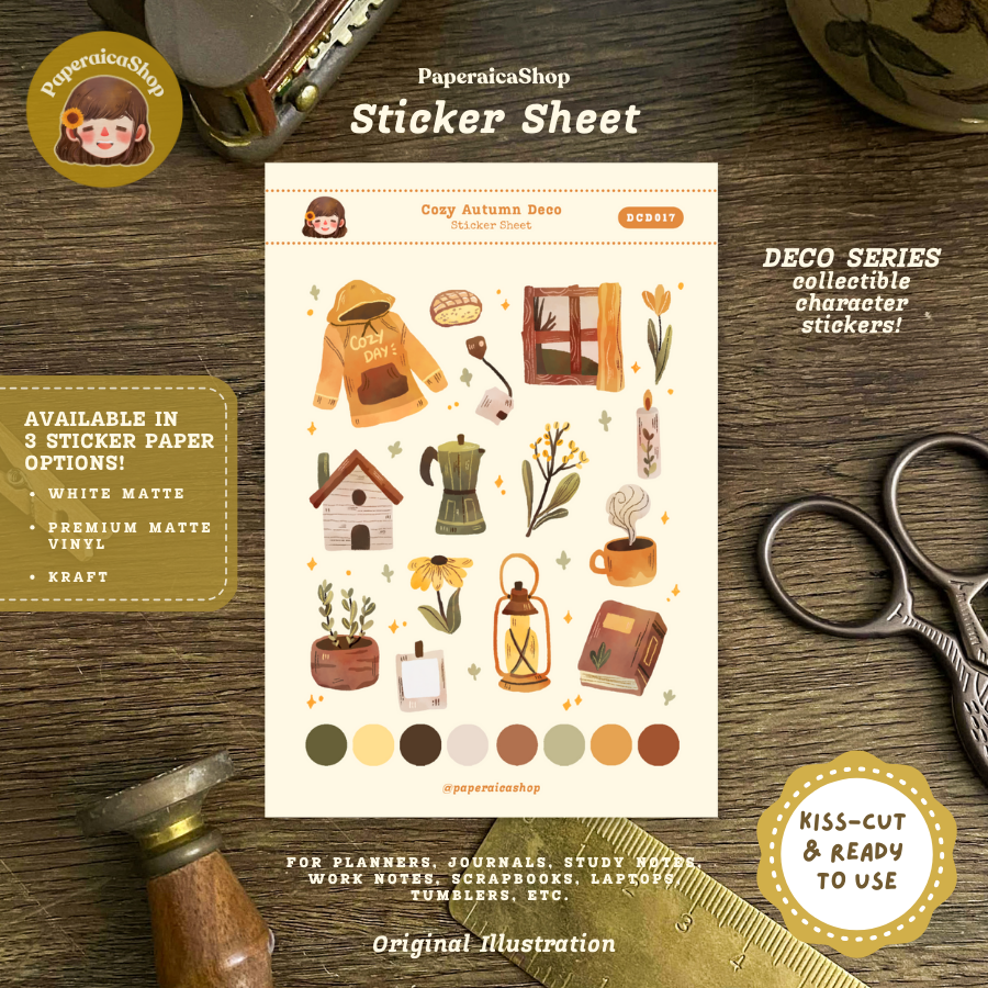 Cute Cozy Autumn Planner Decorative Sticker Sheet DCD017 – PaperaicaShop