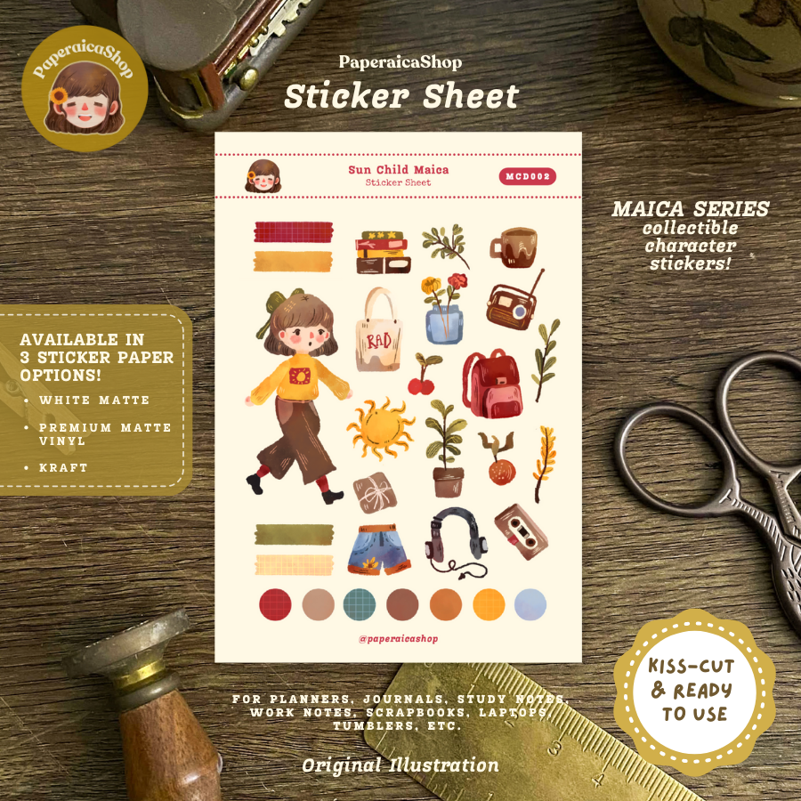 Cute Sunchild Maica Decorative Sticker Sheet MCD002 – PaperaicaShop
