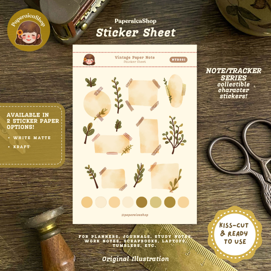 Cute Vintage Notes Stickers NTR001 – PaperaicaShop